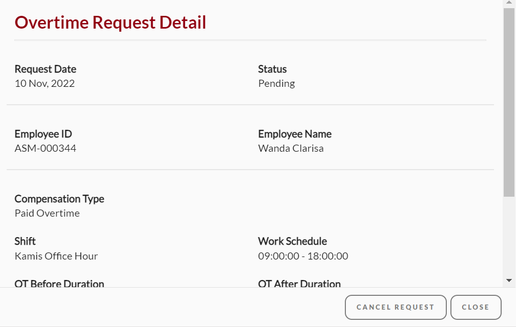 Overtime Info Overview – Mekari Talenta