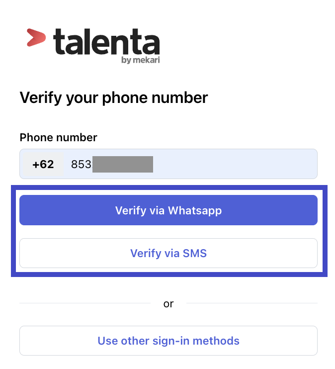 Bagaimana Cara Sign In ke Talenta melalui Nomor Telepon – Mekari Talenta