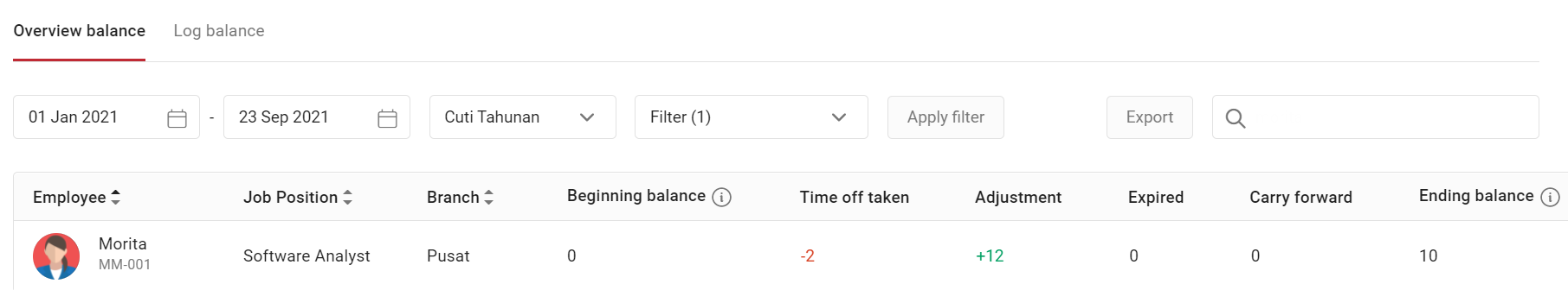 Bagaimana Cara View Time Off Balance Report (Tampilan Baru) – Mekari ...