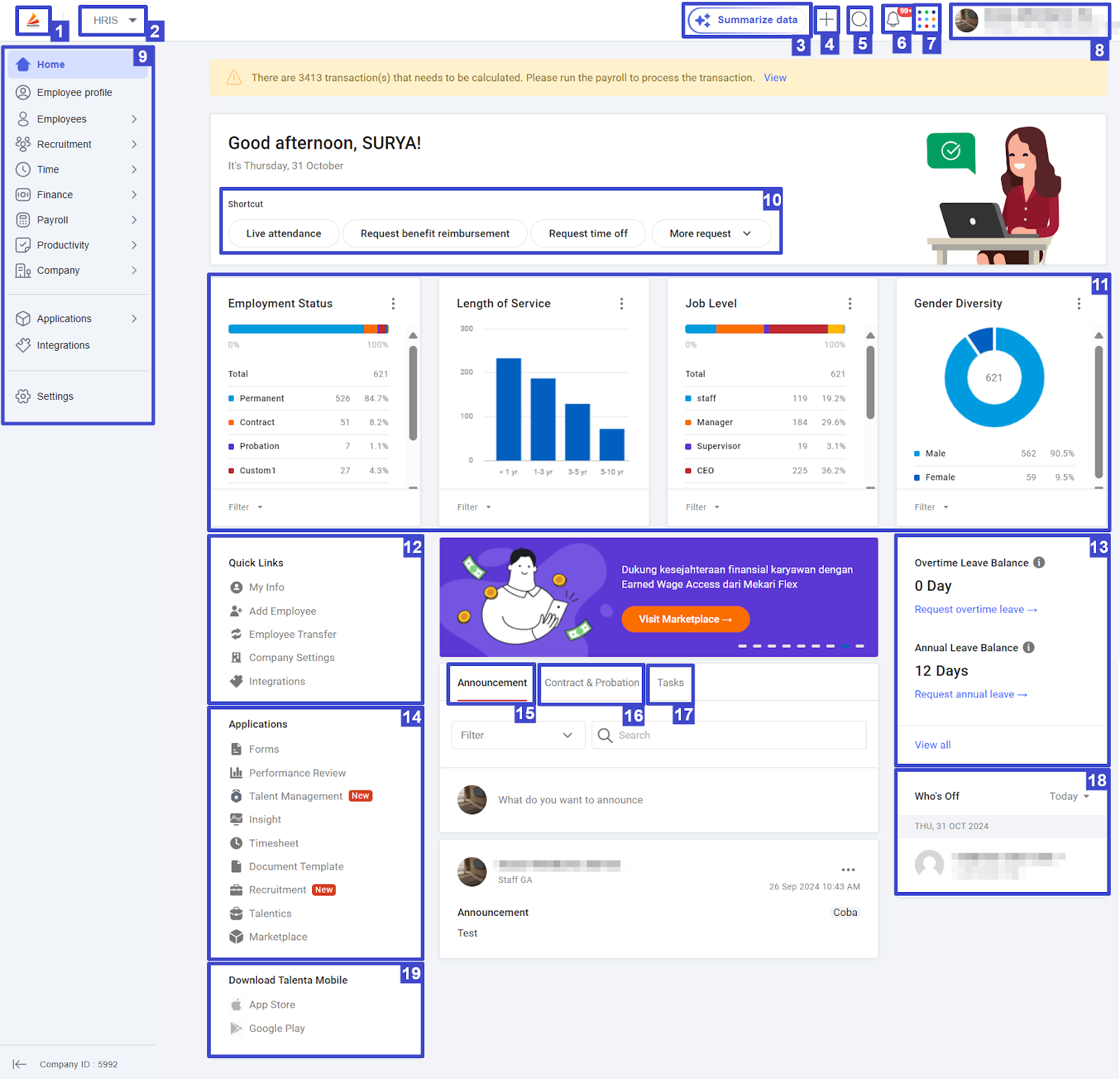 Sekilas tentang Menu Dashboard (Tampilan baru) – Mekari Talenta